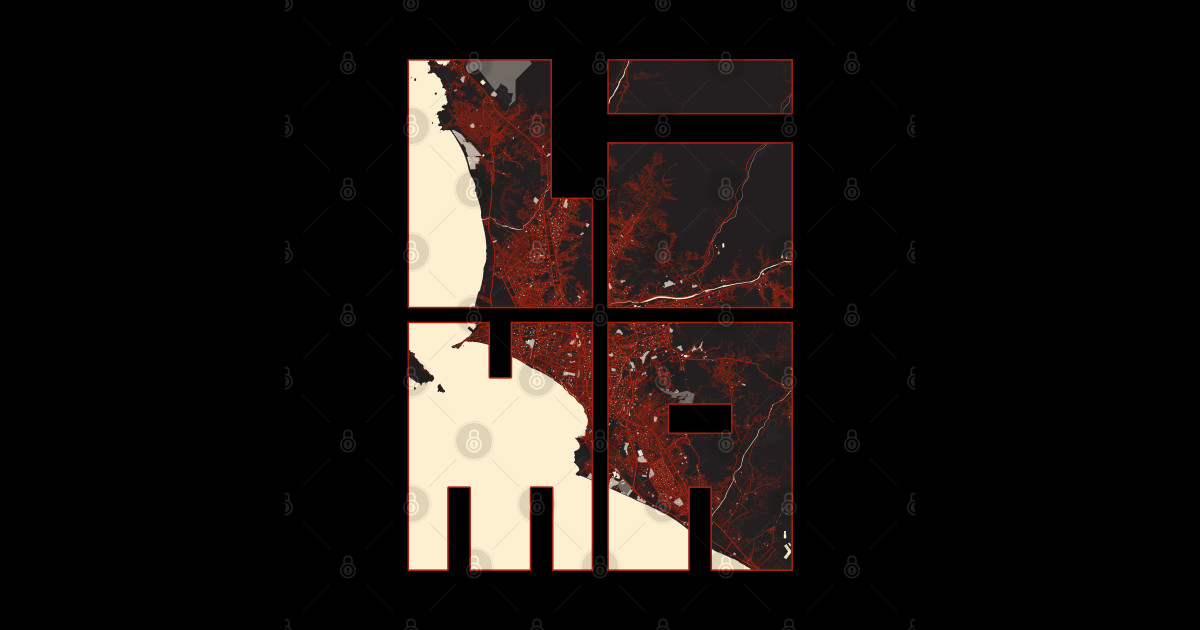Lima, Peru City Map Typography - Vector - Lima - Sticker | TeePublic