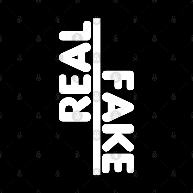 Real/Fake Word Art Minimalist Design - Minimalist Designs - Pin | TeePublic
