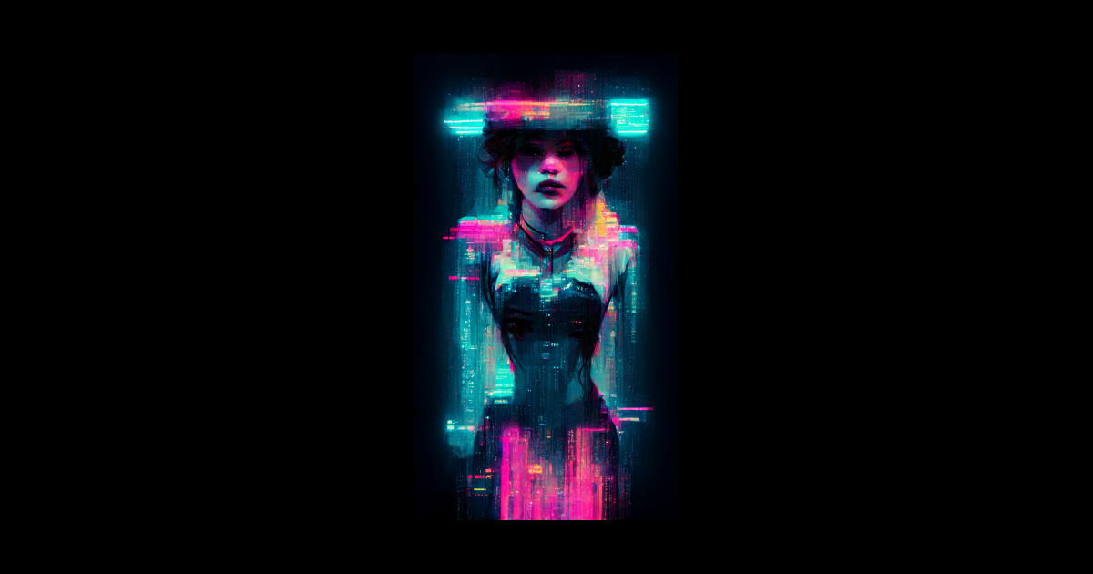 moody cyber glitch Neon pinup girl - Neon - Posters and Art Prints ...