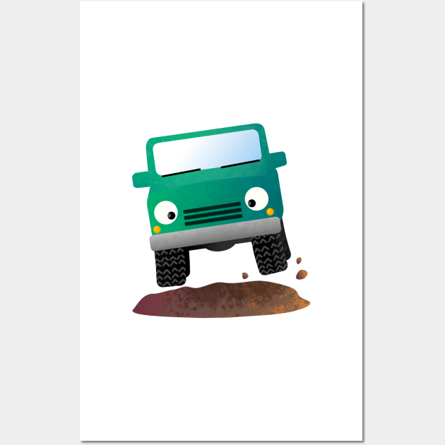 Cute 4X4 offroad vehicle cartoon car - 4wd - Posters and Art Prints ...