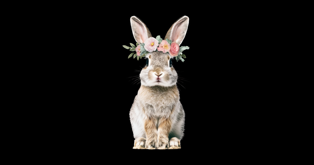 Rabbit And Pink Flowers - Easter Bunny - Sticker | TeePublic