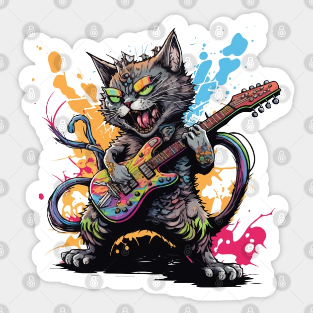 Heavy Metal Cat - Music Cat - Sticker | TeePublic