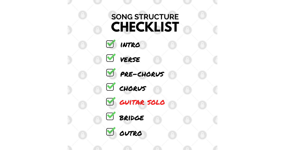 Song Structure Checklist Light Theme - Checklist - T-Shirt | TeePublic