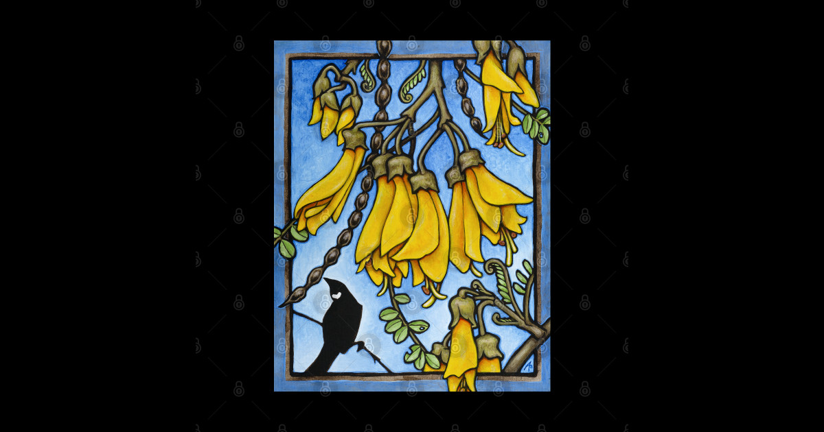 Tui in the kowhai tree - Tui - Sticker | TeePublic