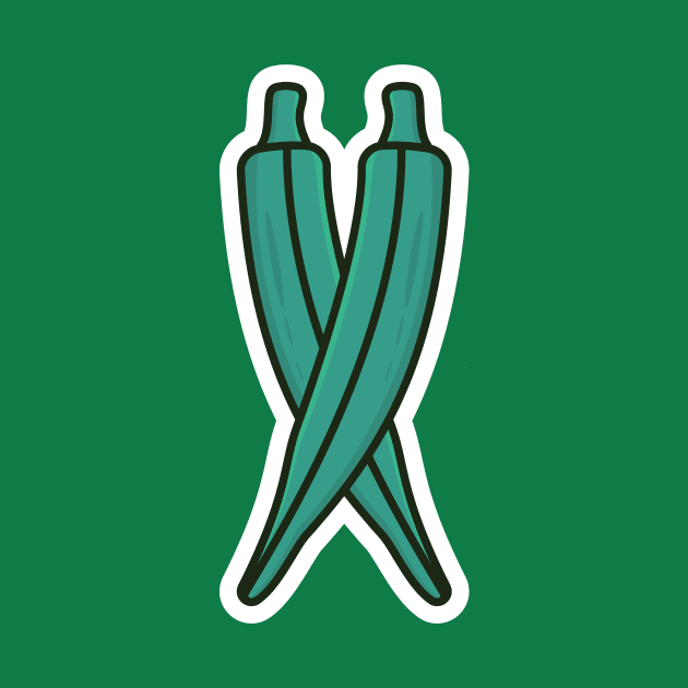 Green Okra Vegetable Sticker vector illustration. Food nature icon ...