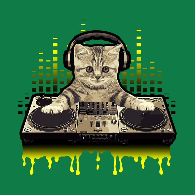 Cool Cat DJing Scratching by Basement Mastermind - Music - T-Shirt ...
