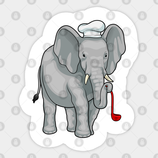 Elephant Cook Chef hat - Elephants - Sticker | TeePublic