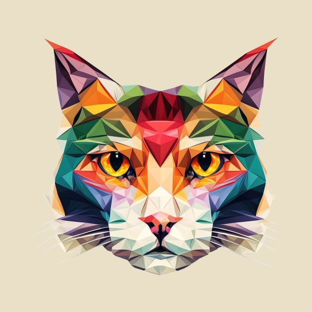 Polygon Cat Head 01 - Cat Head Illustration - T-Shirt | TeePublic
