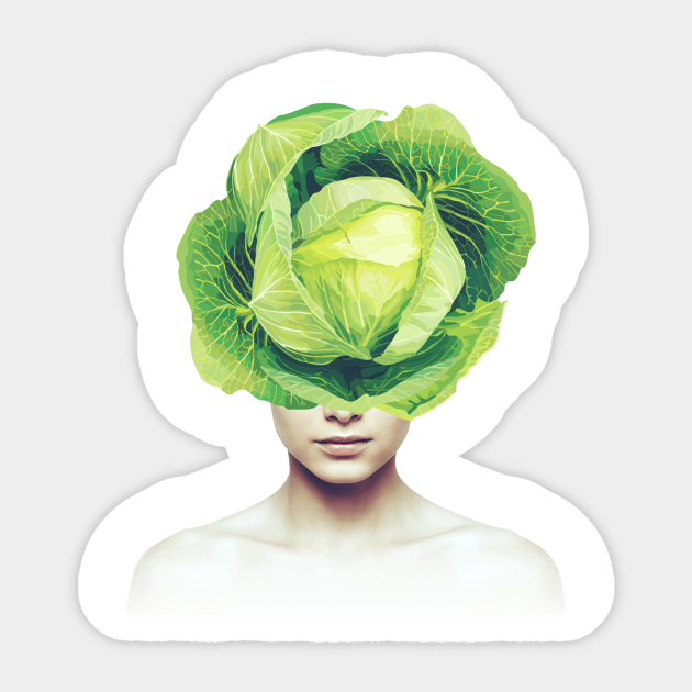 Cabbage head portrait - Cabbage - Sticker | TeePublic