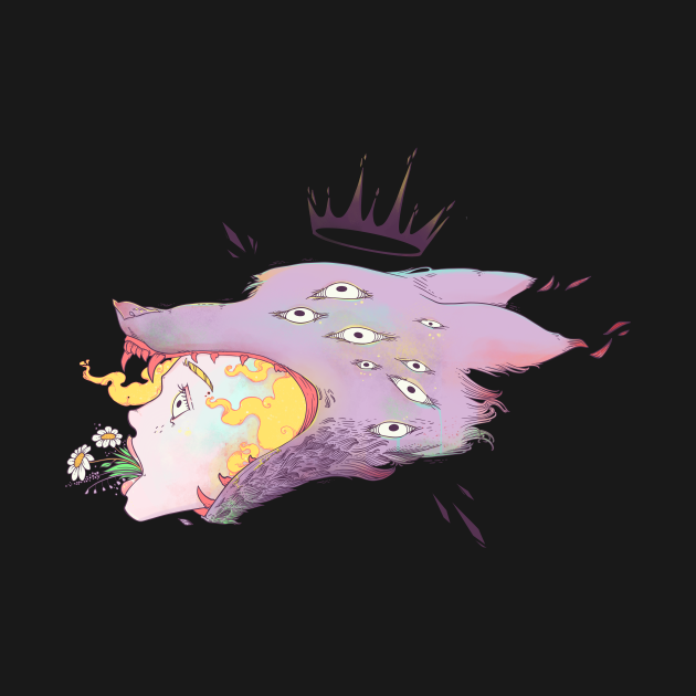 Weirdcore Wolf And Girl - Wolf - T-Shirt | TeePublic