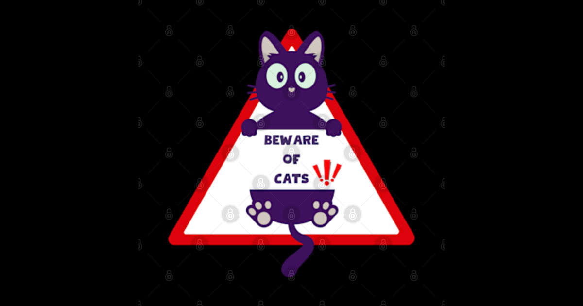 BEWARE OF CATS Funny Warning Sign with Peeking Black Cat - Beware ...