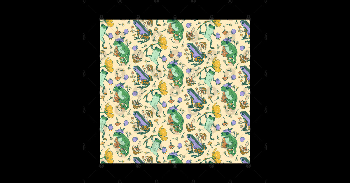 Cottagecore Frog Pattern - Cottagecore Frog - Sticker | TeePublic
