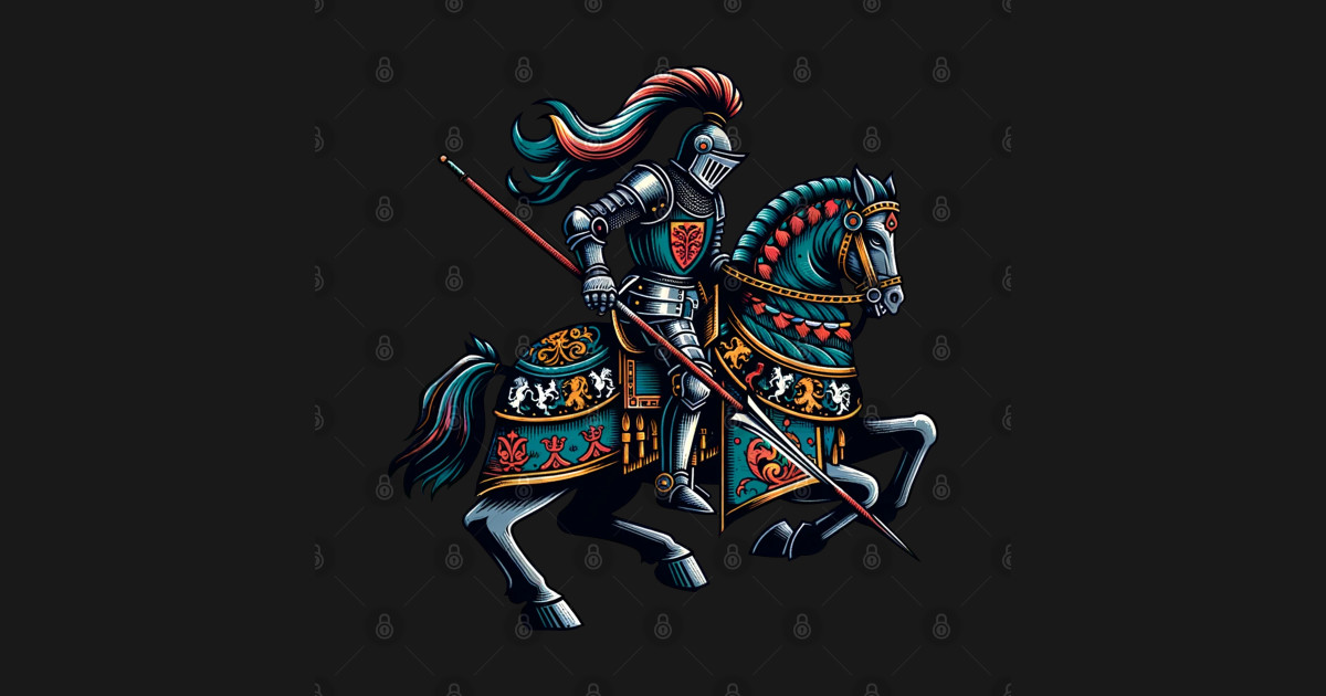 Decorated medieval knight with lance - jousting - Jousting Knight - T ...