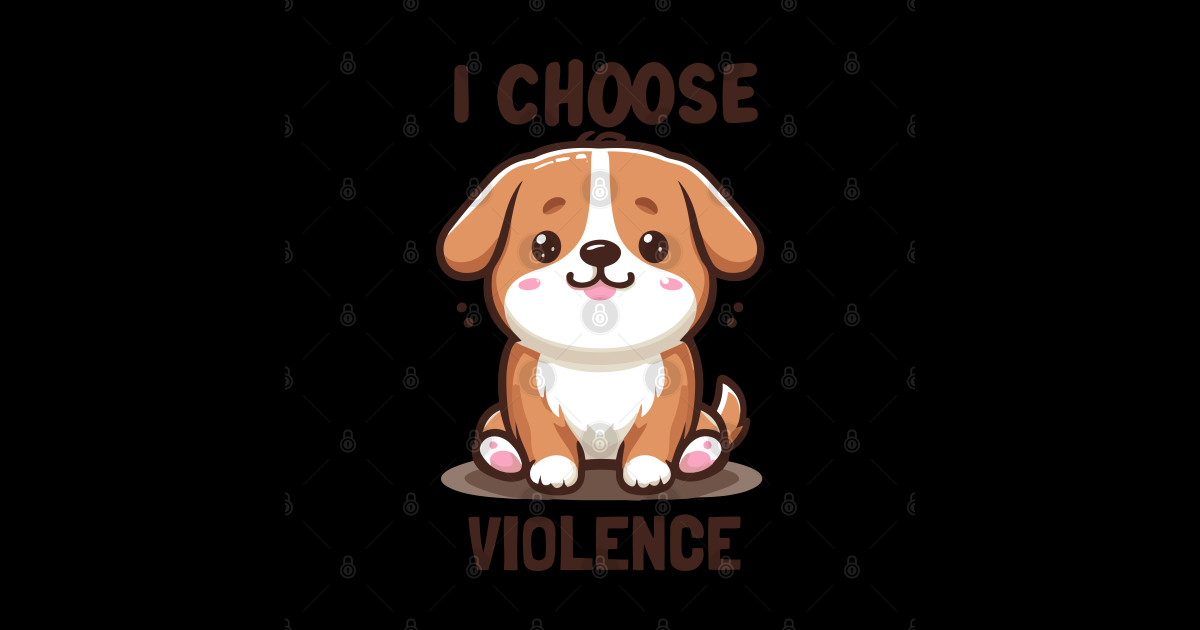 "I choose violence" cute dog - I Choose Violence - Sticker | TeePublic