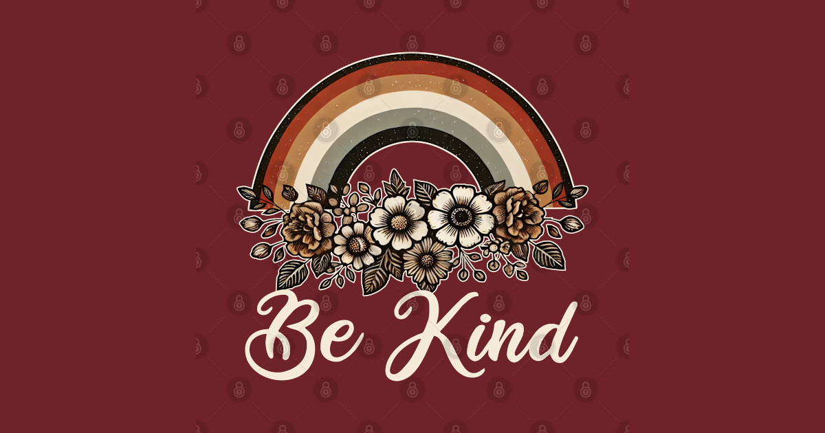 Be Kind Vintage Rainbow & Flowers - Vintage Rainbow - T-Shirt | TeePublic