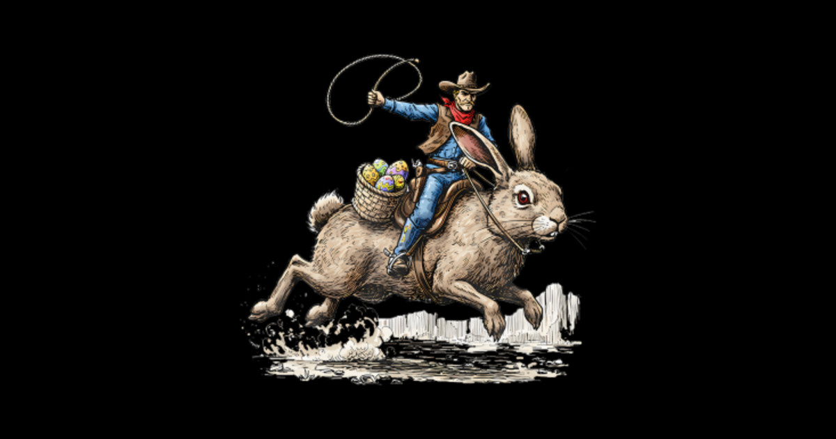 Cowboy Riding Easter Bunny Western Howdy Easter Funny - Cowboy Riding ...