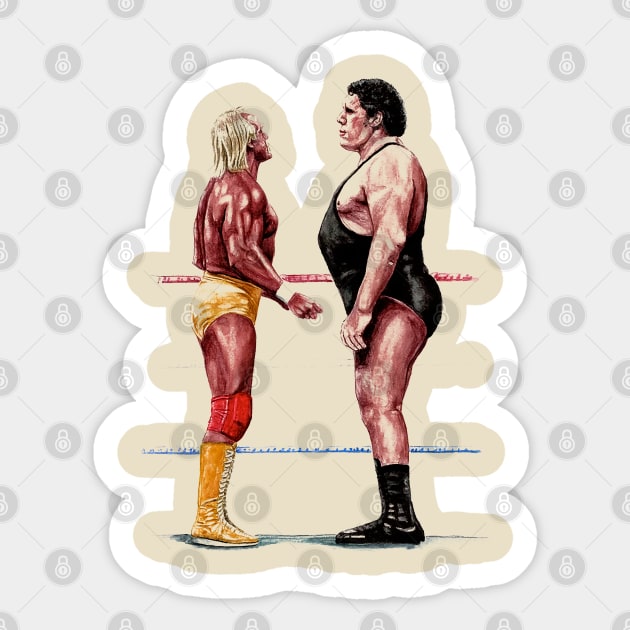 Andre the Giant vs Hulk Hogan - Crayon Texture - Vintage - Sticker ...