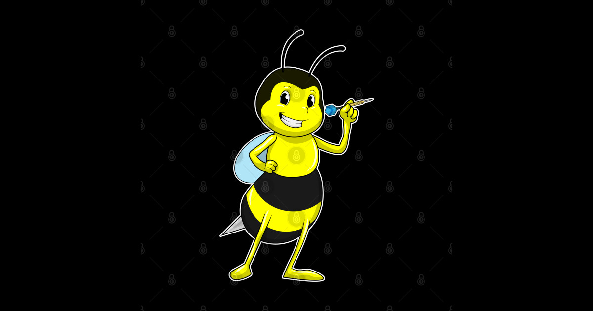Bee at Darts with Dart - Darts - Sticker | TeePublic