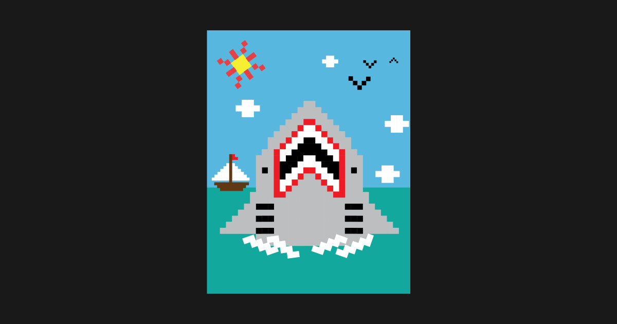 8-Bit-Shark - Shark - T-Shirt | TeePublic