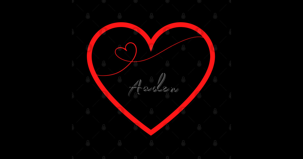 AADEN Name in Heart - Personalized Name Gift - Sticker | TeePublic