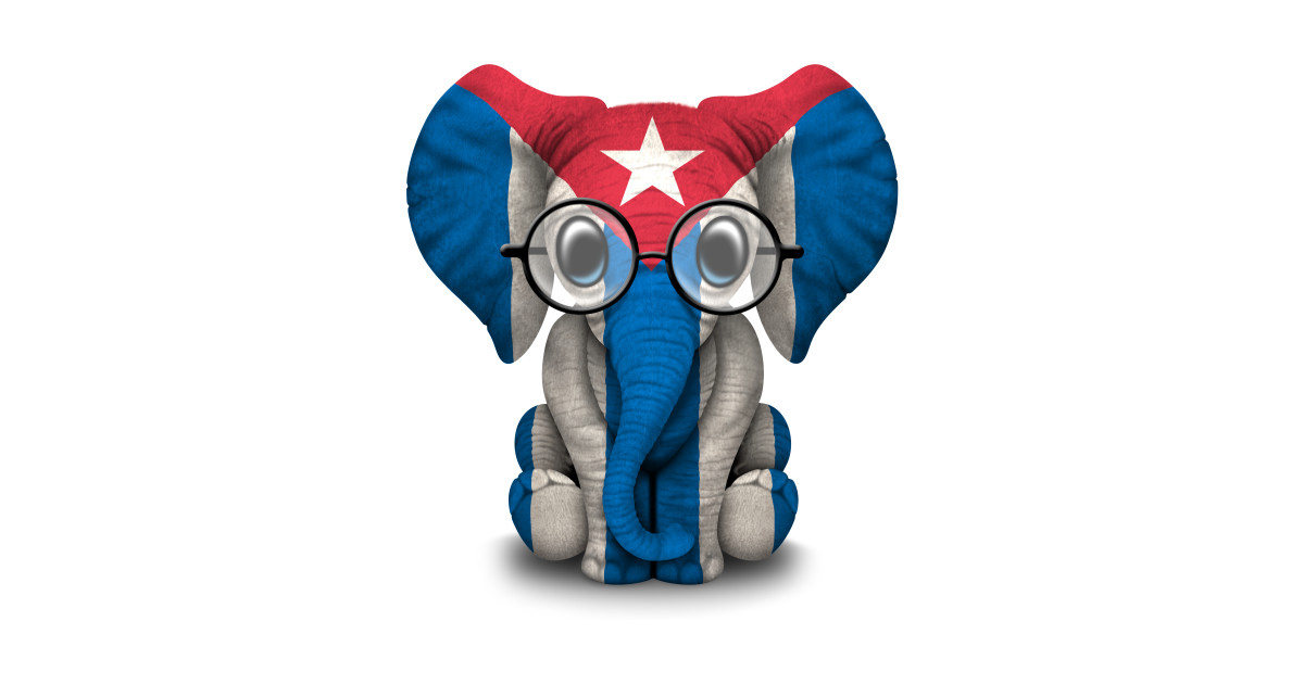 Baby Elephant with Glasses and Cuban Flag - Cuba - Tank Top | TeePublic