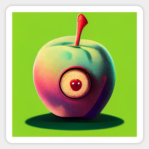 Eat Your Apples - Scary and Funny Fruits - Eapple - Sticker | TeePublic