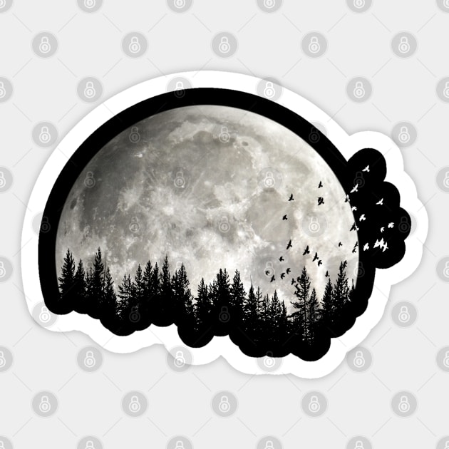Forest Moon Silhouette - Moon - Sticker | TeePublic