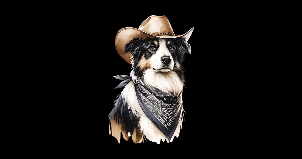 Cowboy Border Collie - Border Collie - Sticker | TeePublic