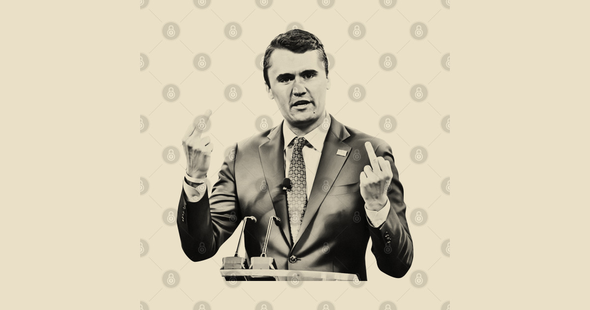 charlie kirk Midle finger Vintage 90s - Charlie Kirk - T-Shirt | TeePublic