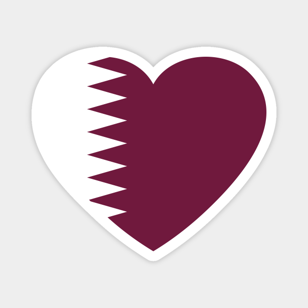 I Love Qatar // Heart-Shaped Qatari Flag - Qatari Flag - Magnet | TeePublic