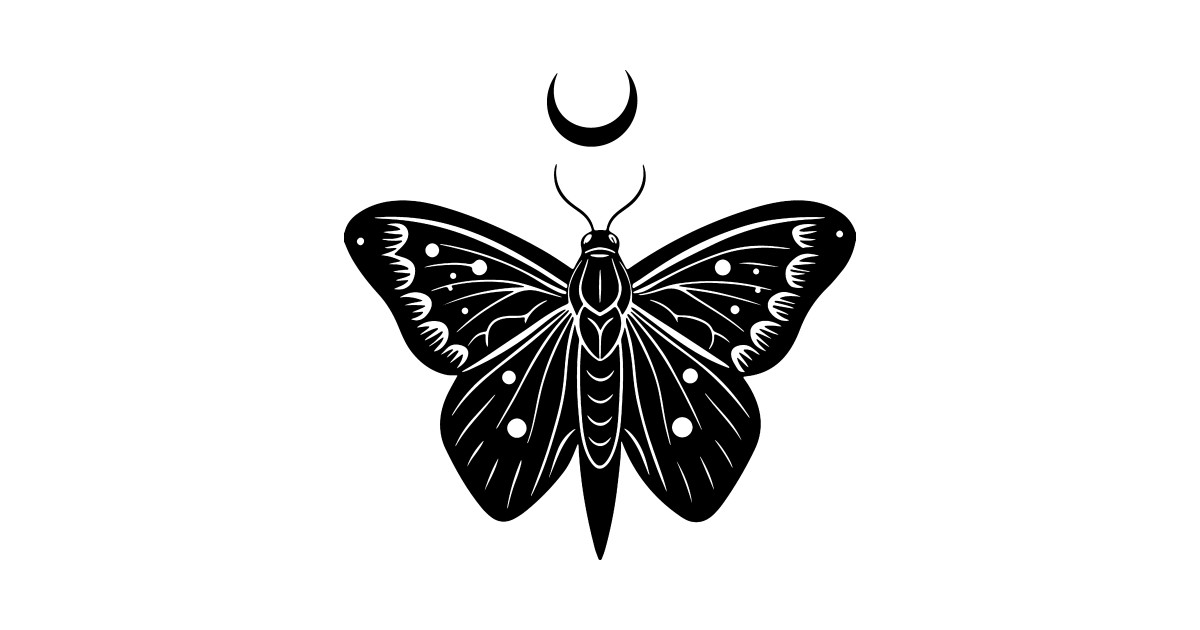 Goth Mystic Celestial Moth And Crescent Moon - Butterfly - T-Shirt ...