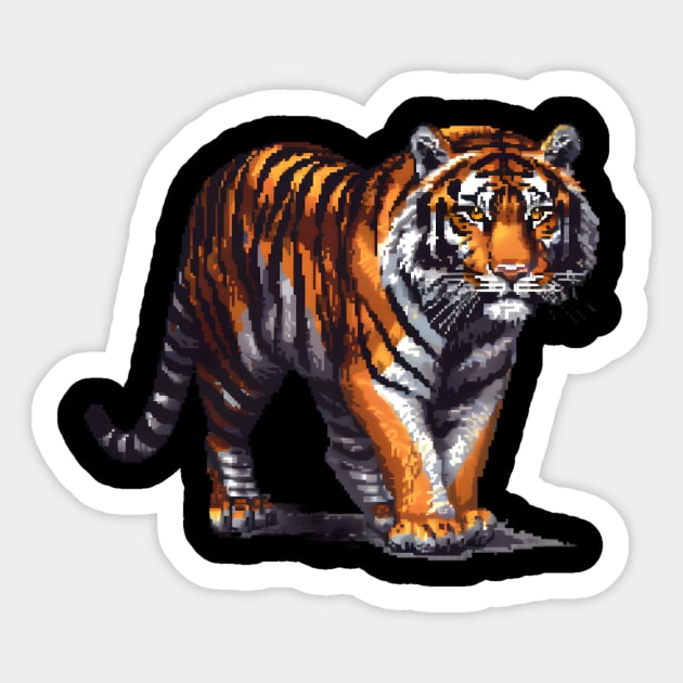 Pixelated Tiger Artistry - Tiger - Sticker | TeePublic