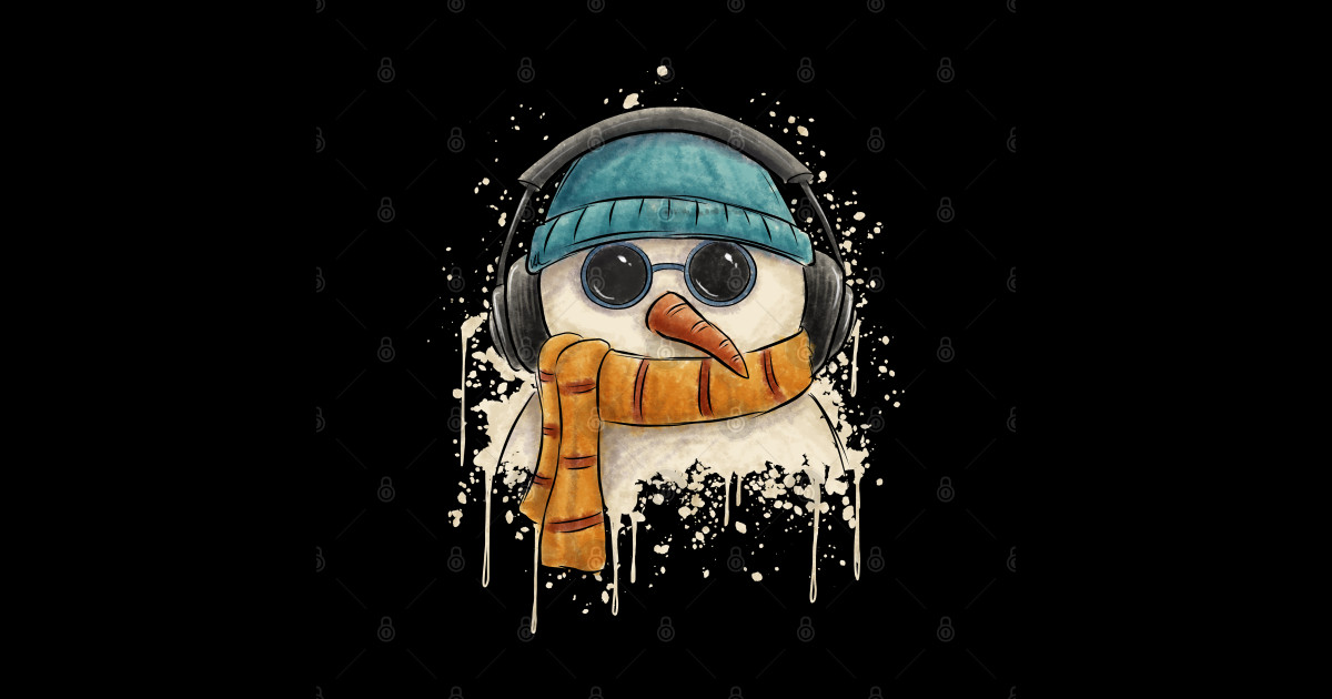 Groovy Funky Pop Art Snowman DJ with Headphones - Snowman Dj - Sticker ...