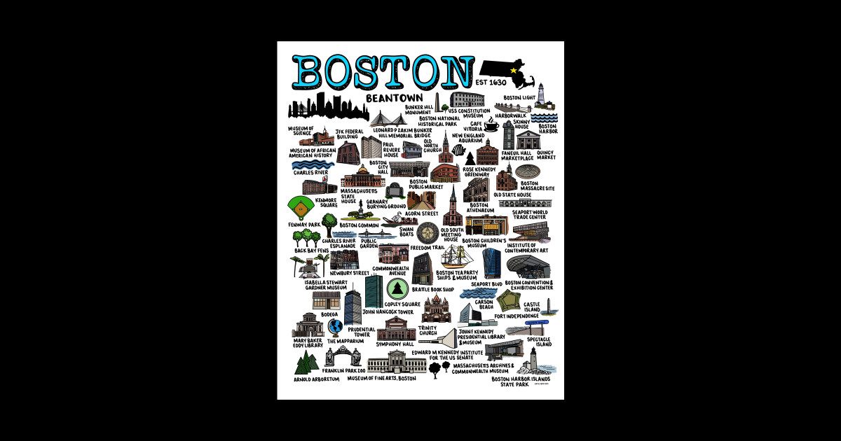 Boston Map - Boston - Posters and Art Prints | TeePublic