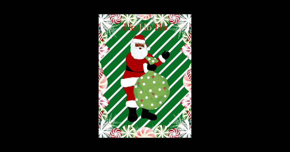 Peppermint Santa - Black Santa Claus - Sticker | TeePublic