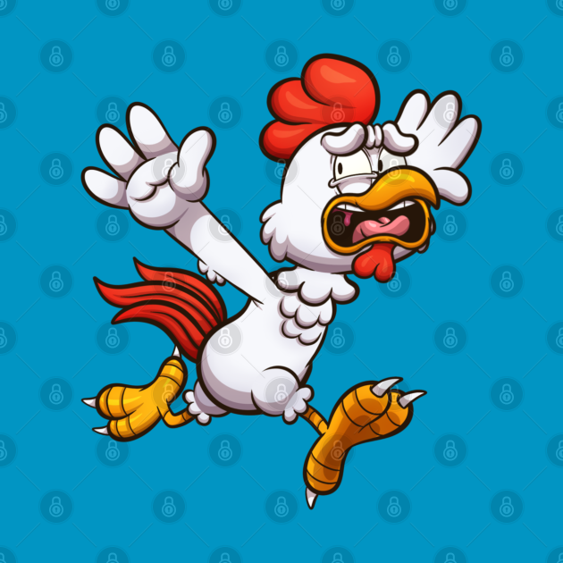 Scared Cartoon Chicken - Scared Cartoon Chicken - T-Shirt | TeePublic