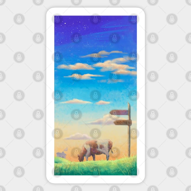 The digital painted rural nature labeled "home" - Nature - Sticker ...