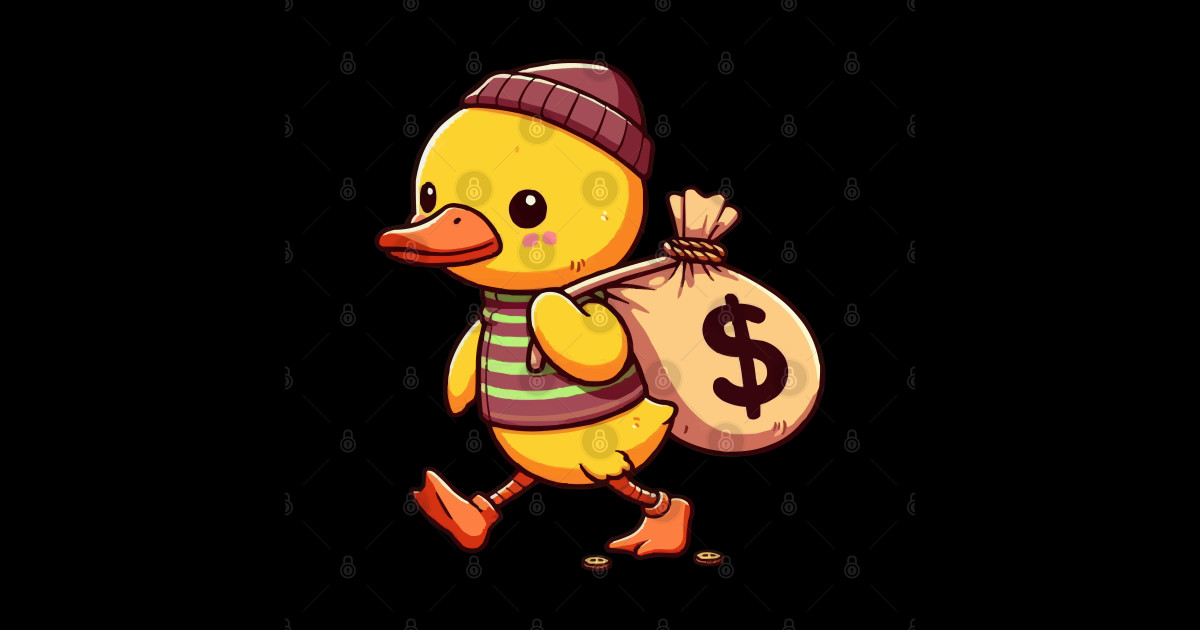 robber duck cartoon - Funny Animal - Sticker | TeePublic