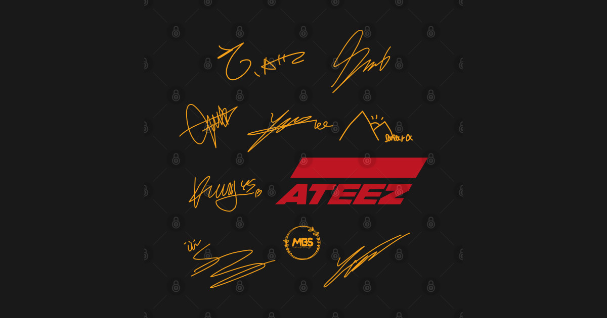 Design with the signatures of ateez - Kpop Merchandise - T-Shirt ...