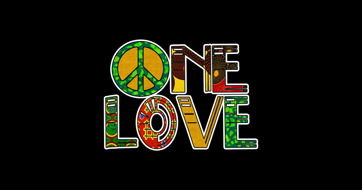 One Love Rasta African Fabric Collage - One Love Rasta Reggae Heart ...