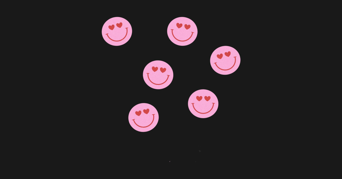 Pink heart eye smiley face preppy Pattern - Pink - T-Shirt | TeePublic