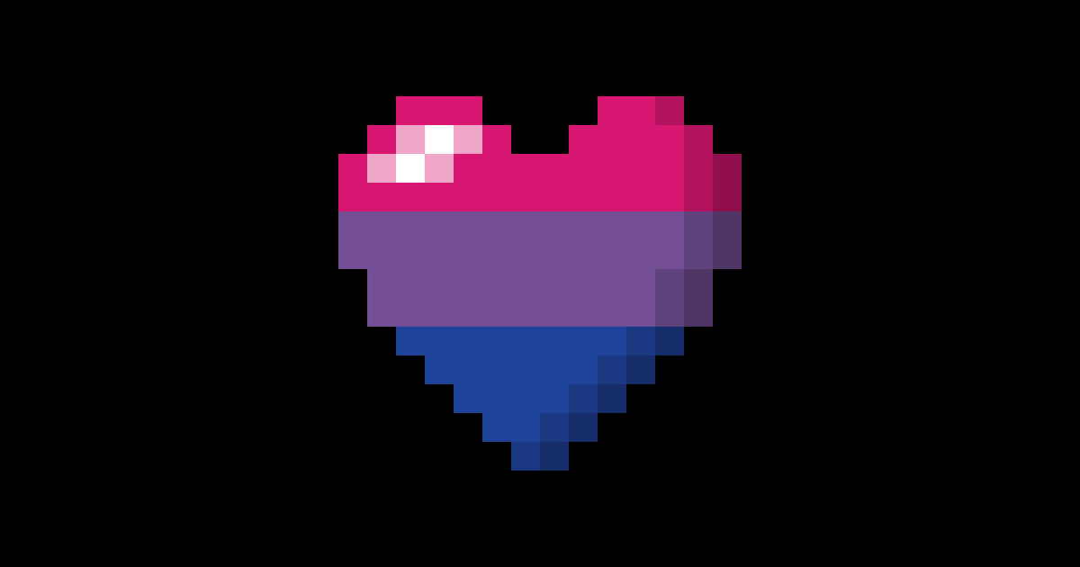 Large Pixel Heart Design in Bisexual Pride Flag Colors - Bisexual Pride ...
