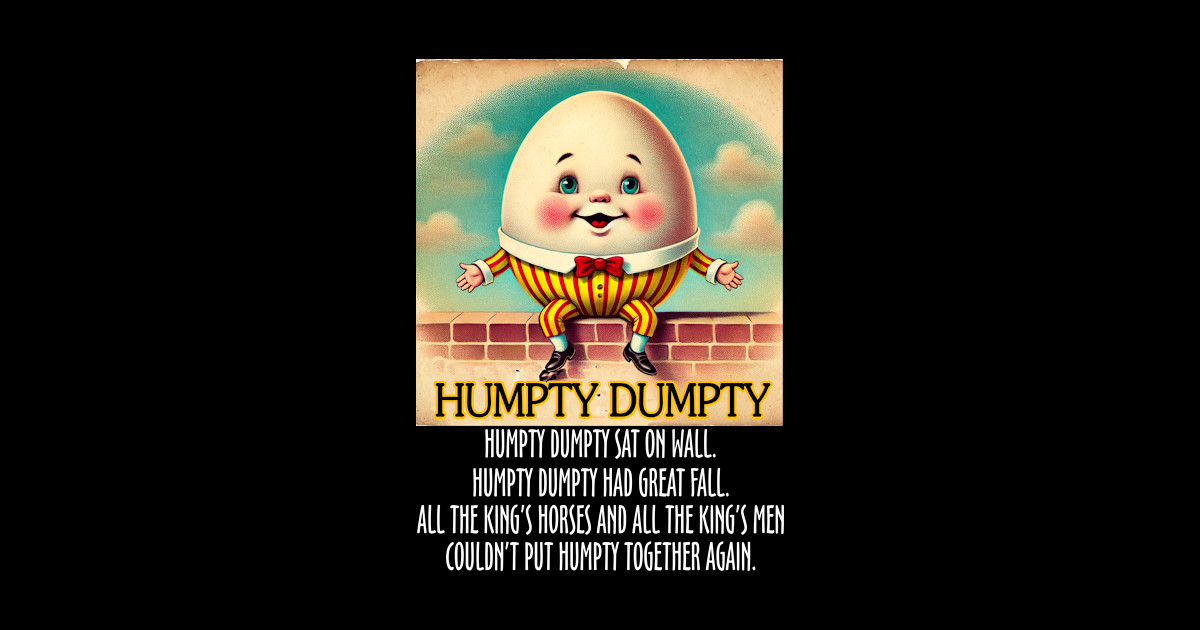 Humpty Dumpty Kids Nursery Rhyme Retro Humpty Dumpty Poem - Hlw Humpty ...
