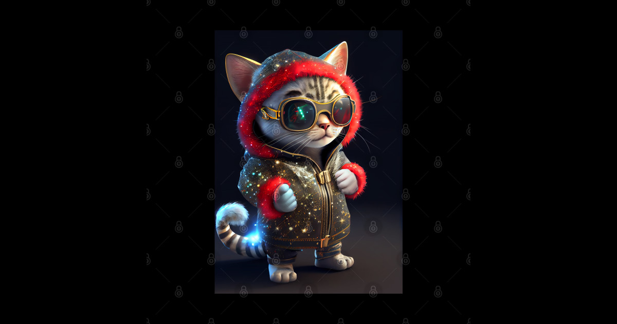 Cute Cosmic Cat - Anime Art design - Cute Cat - Sticker | TeePublic