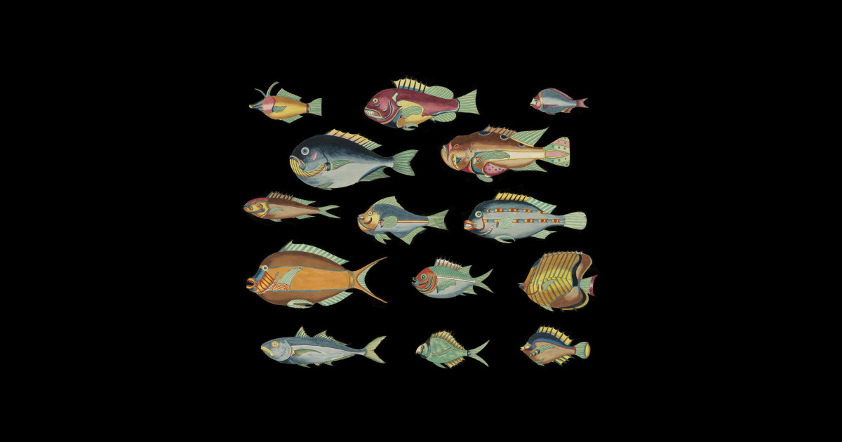 So Many Fish Blue #1 - Vintage Marine Biology Pattern - Fish - Sticker ...