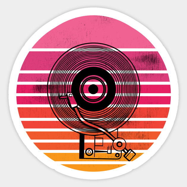 Vintage Sunset Vinyl Record Turntable - Vintage Vinyl - Sticker | TeePublic