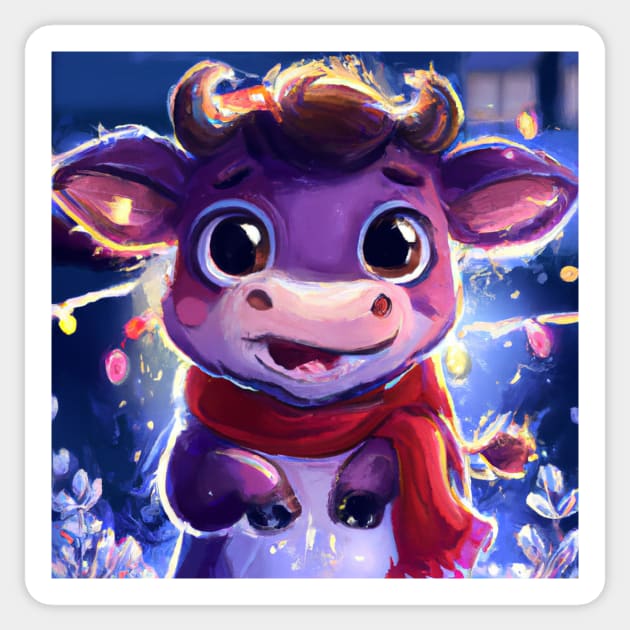 Cute Ox Drawing - Cute Ox - Sticker | TeePublic