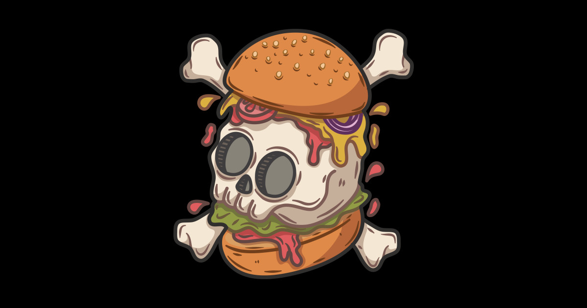 Skull Inside A Burger - Skull - Posters and Art Prints | TeePublic