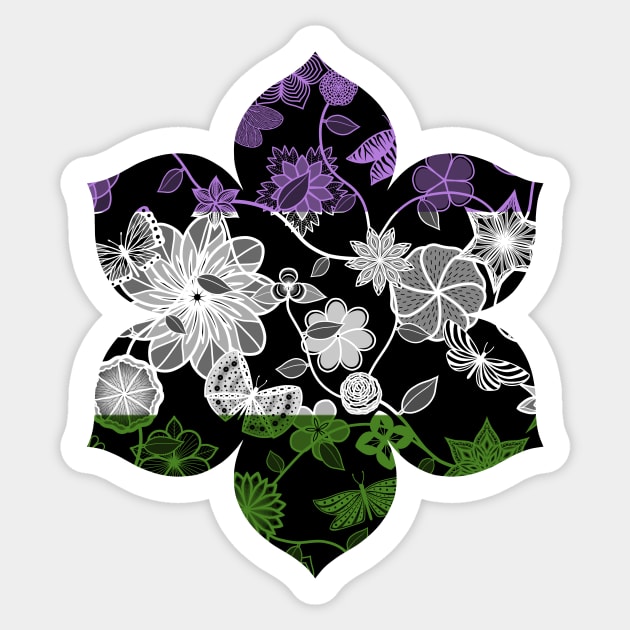 Butterfly Garden, Pride Flag Series - Genderqueer - Flowers - Sticker ...