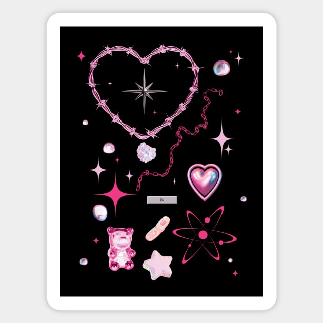 Y2K Aesthetic Pink Edition - Y2k Aesthetic - Sticker | TeePublic